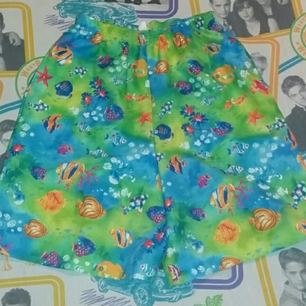 80s Sanibel Sea Fish All Over Vintage Shorts - Gem
